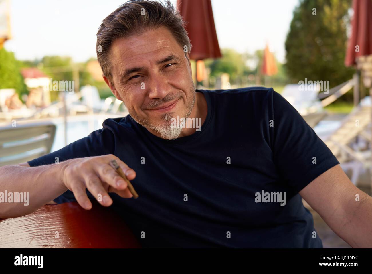 Portrait of mature age, middle age, mid adult man in 50s, happy ...