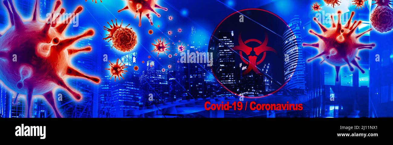 Dangerous corona virus, SARS pandemic risk concept. 3D illustration ...