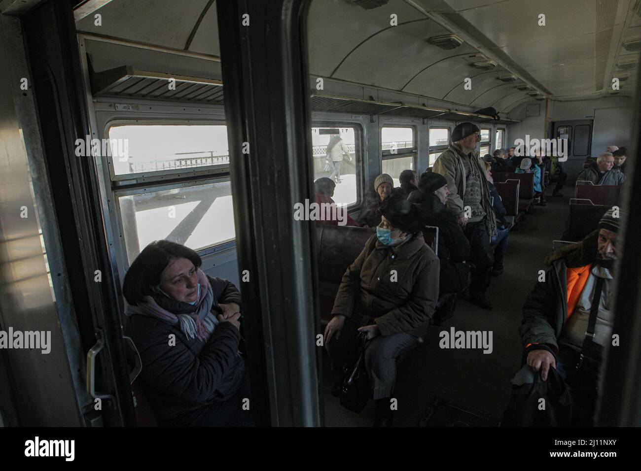 Non Exclusive: KYIV, UKRAINE - MARCH 21, 2022 - Passengers are seen in ...