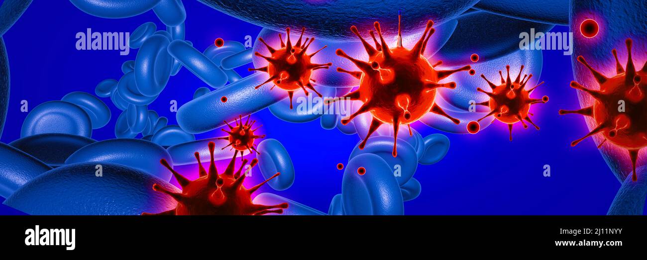 Dangerous corona virus, SARS pandemic risk concept. 3D illustration ...