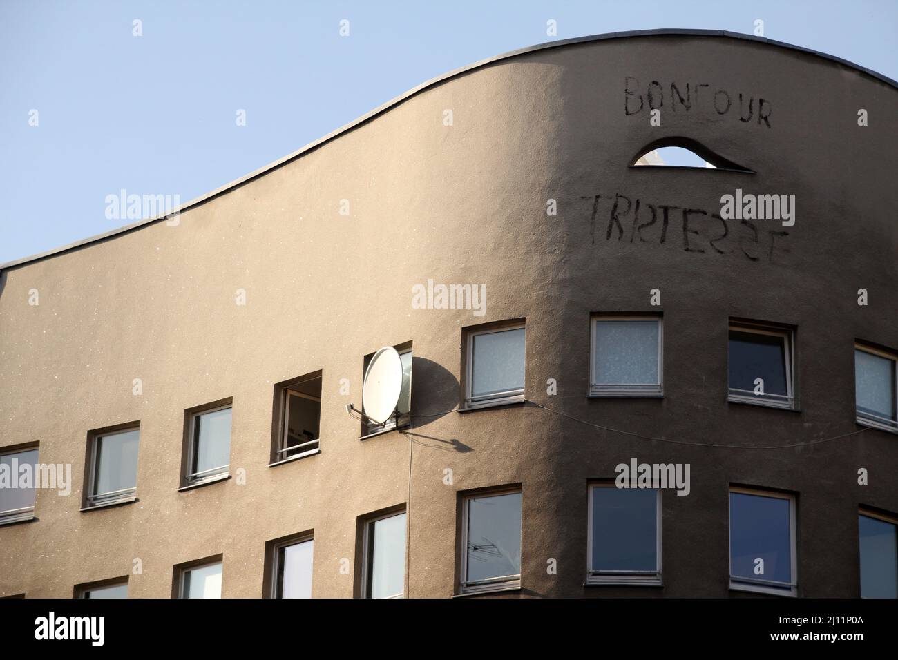 Facade of a concrete building with many windows, Berlin, Germany Stock ...