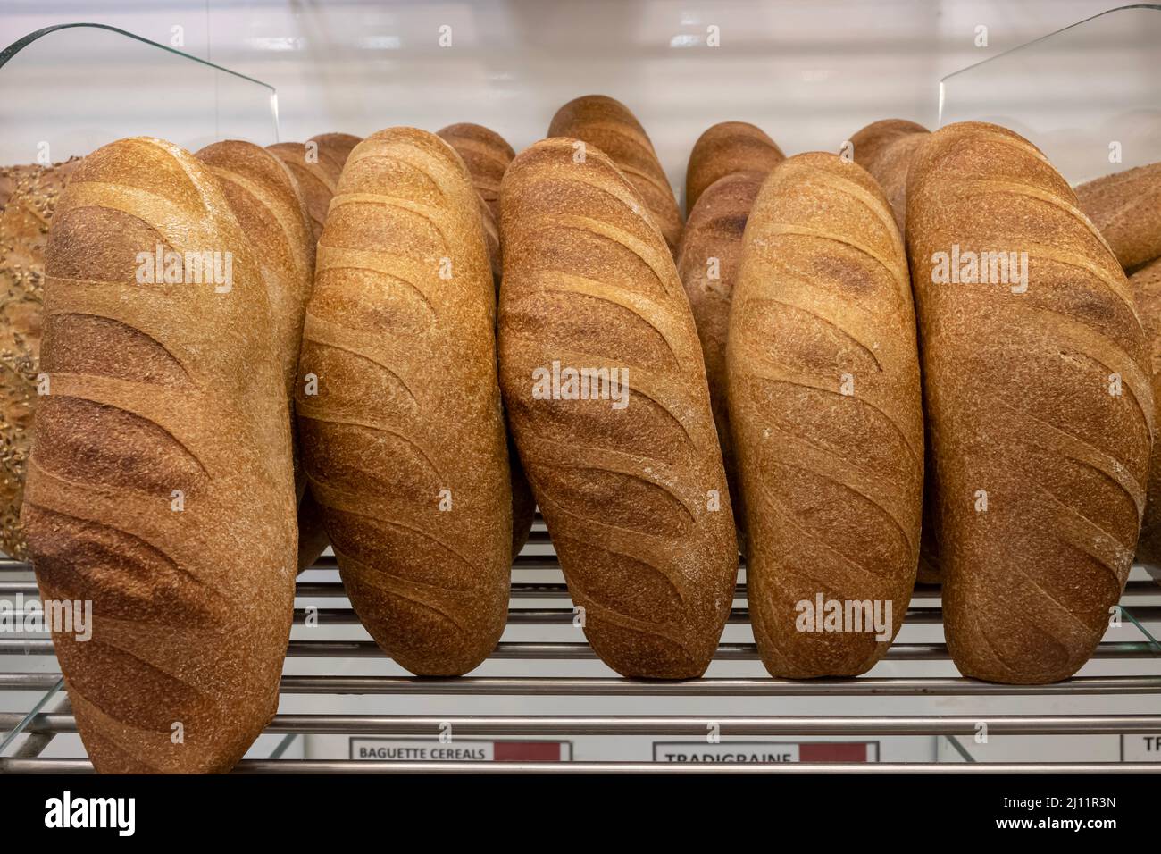 Artisan baker and pastry chef. Detail of breads in a bakery Stock Photo ...
