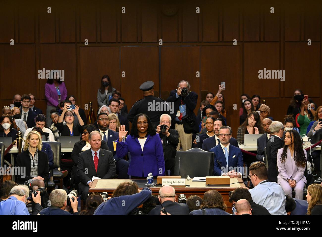 Supreme Court nominee Judge Ketanji Brown Jackson is sworn in during ...