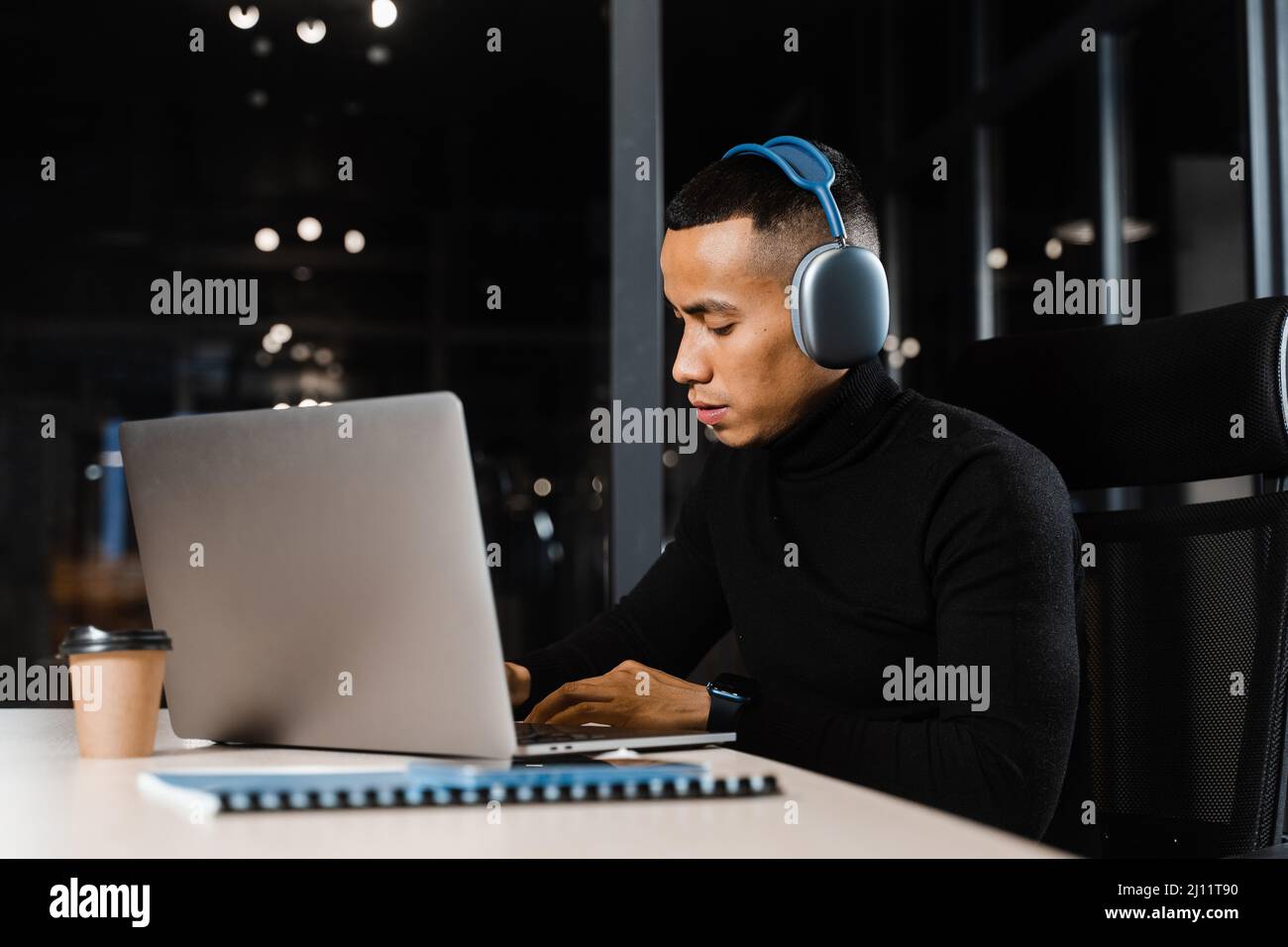 Distance education for Asian student. Handsome filipino studying online ...