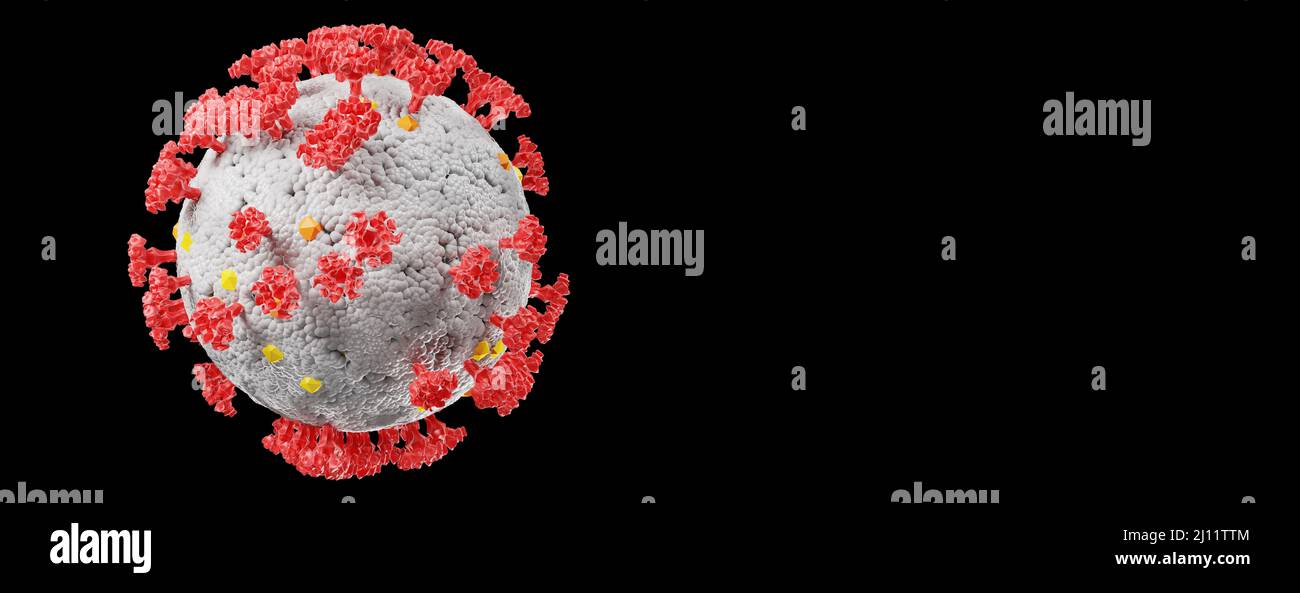 Microscopic view of influenza virus cells. 3D medical illustration ...