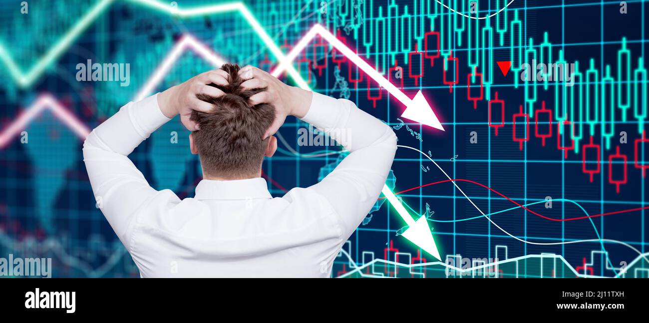 Graphs representing the stock market crash. 3d illustration Stock Photo ...