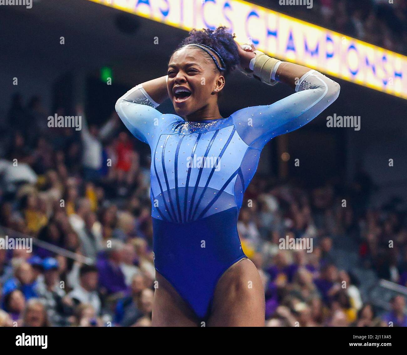 March 19, 2022: Florida's Trinity Thomas celebrates her vault landing ...