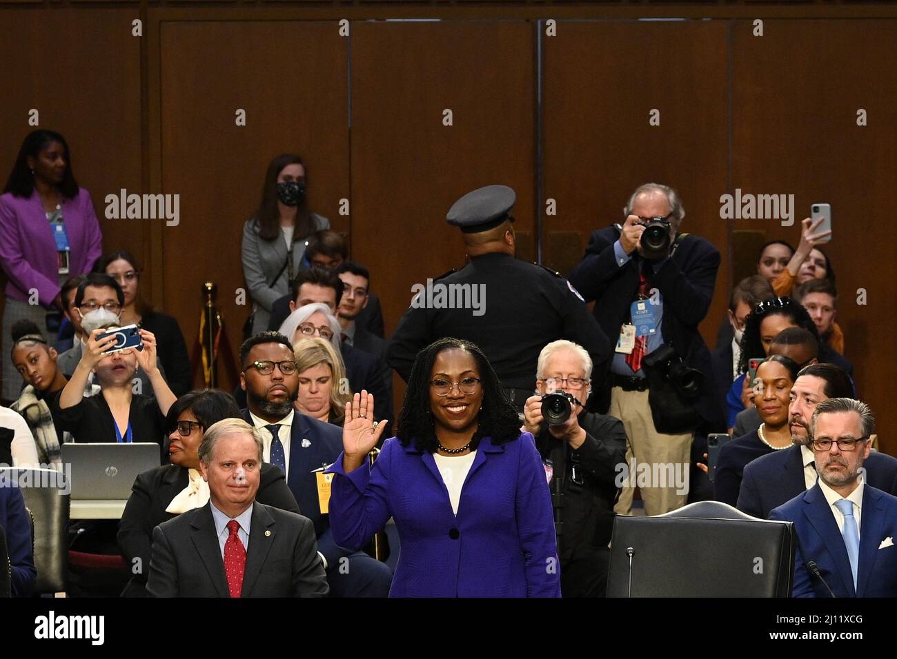 Supreme Court nominee Judge Ketanji Brown Jackson is sworn in during ...
