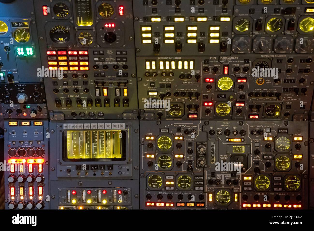 A close-up of control panels of the Concorde G-BOAF (Alpha Foxtrot) at ...
