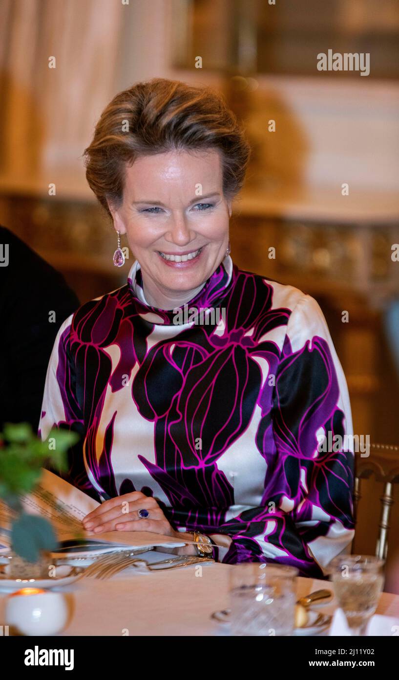 Brussel, Belgien. 21st Mar, 2022. Queen Mathilde of Belgium at the ...