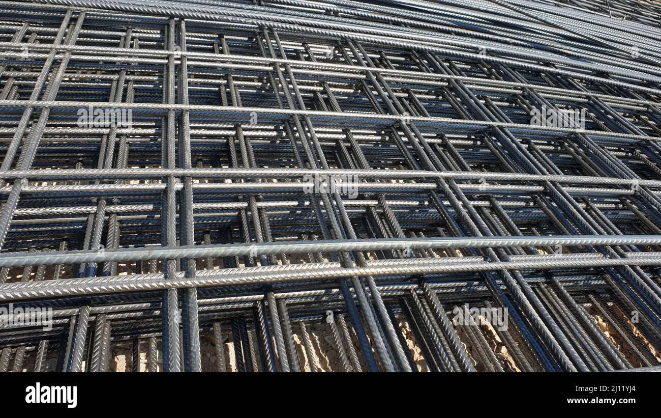 Iron reinforcement. Steel Rebars for reinforced concrete construction ...