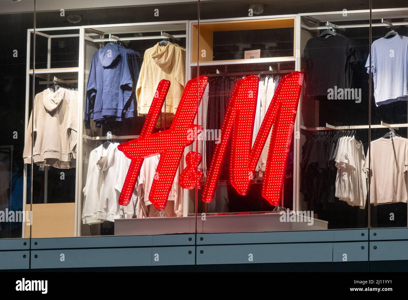A close-up of a H&M sign Stock Photo - Alamy