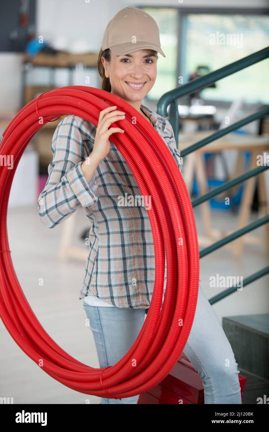 Female plumber pipe hi-res stock photography and images - Alamy