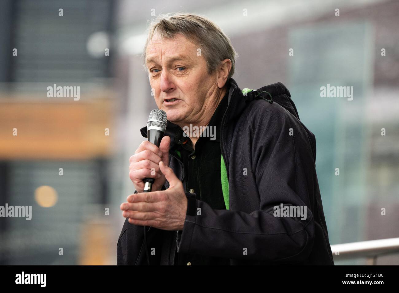 Anthony Slaughter, leader of the Wales Green Party, speaks during a ...