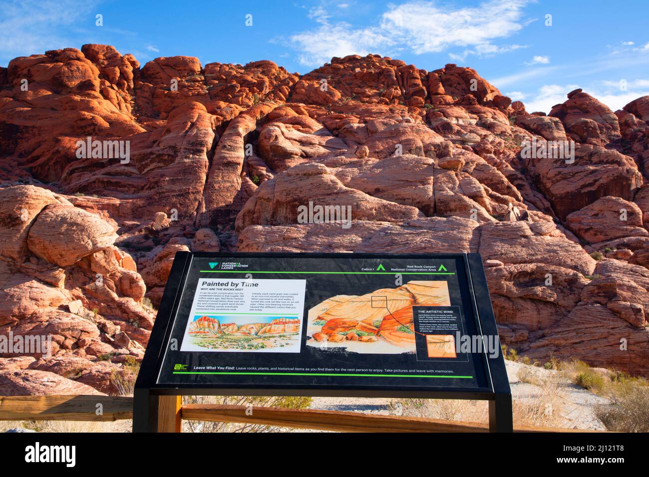 Interpretive board at Calico Hills viewpoint, Red Rock Canyon National ...