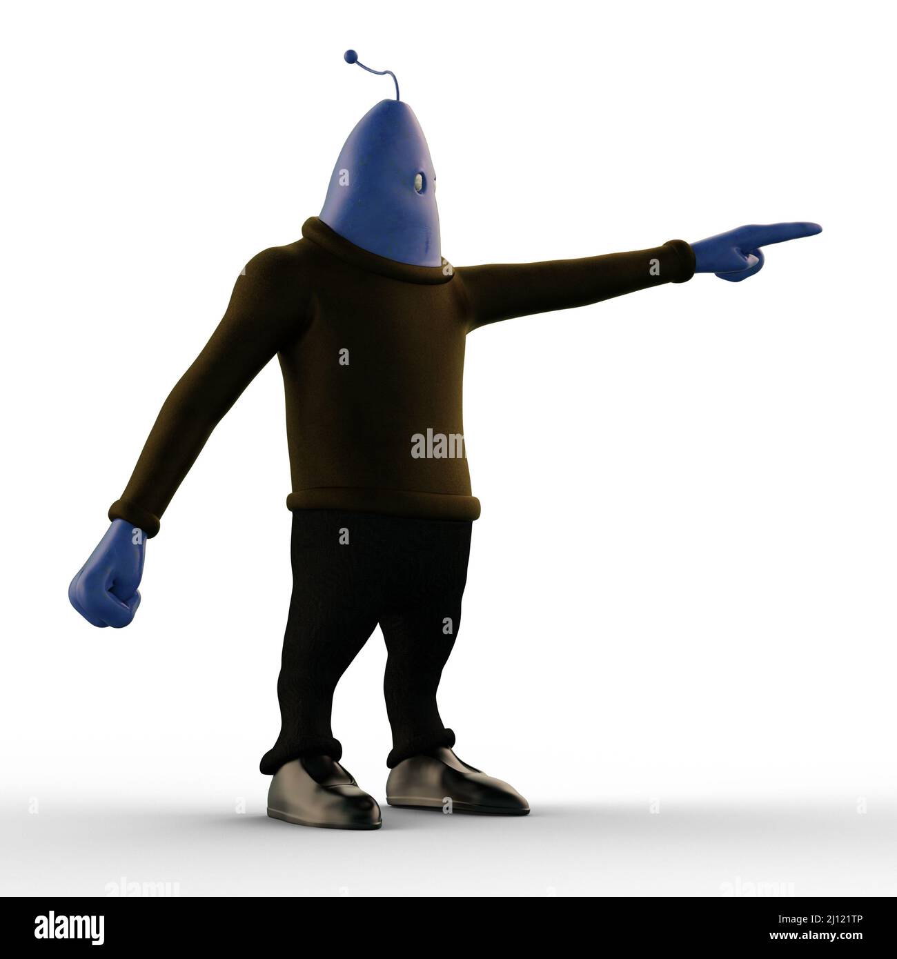 3d-illustration of a funny isolated scifi fish alien with turtleneck ...