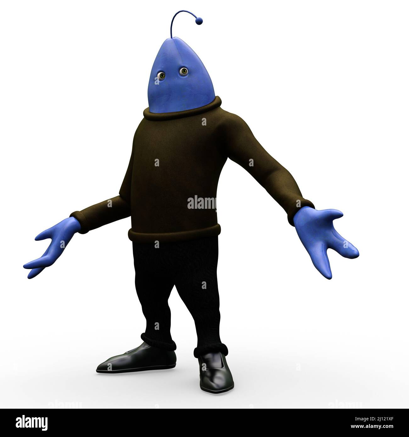 3d-illustration of a funny isolated scifi fish alien with turtleneck ...