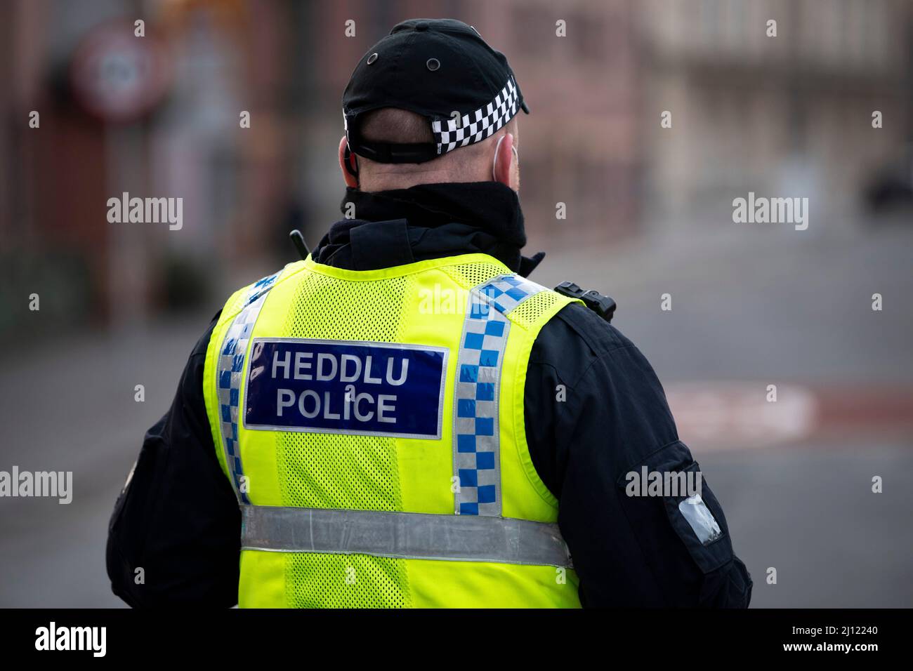 A police officer looks on during an event in Cardiff, Wales, United ...