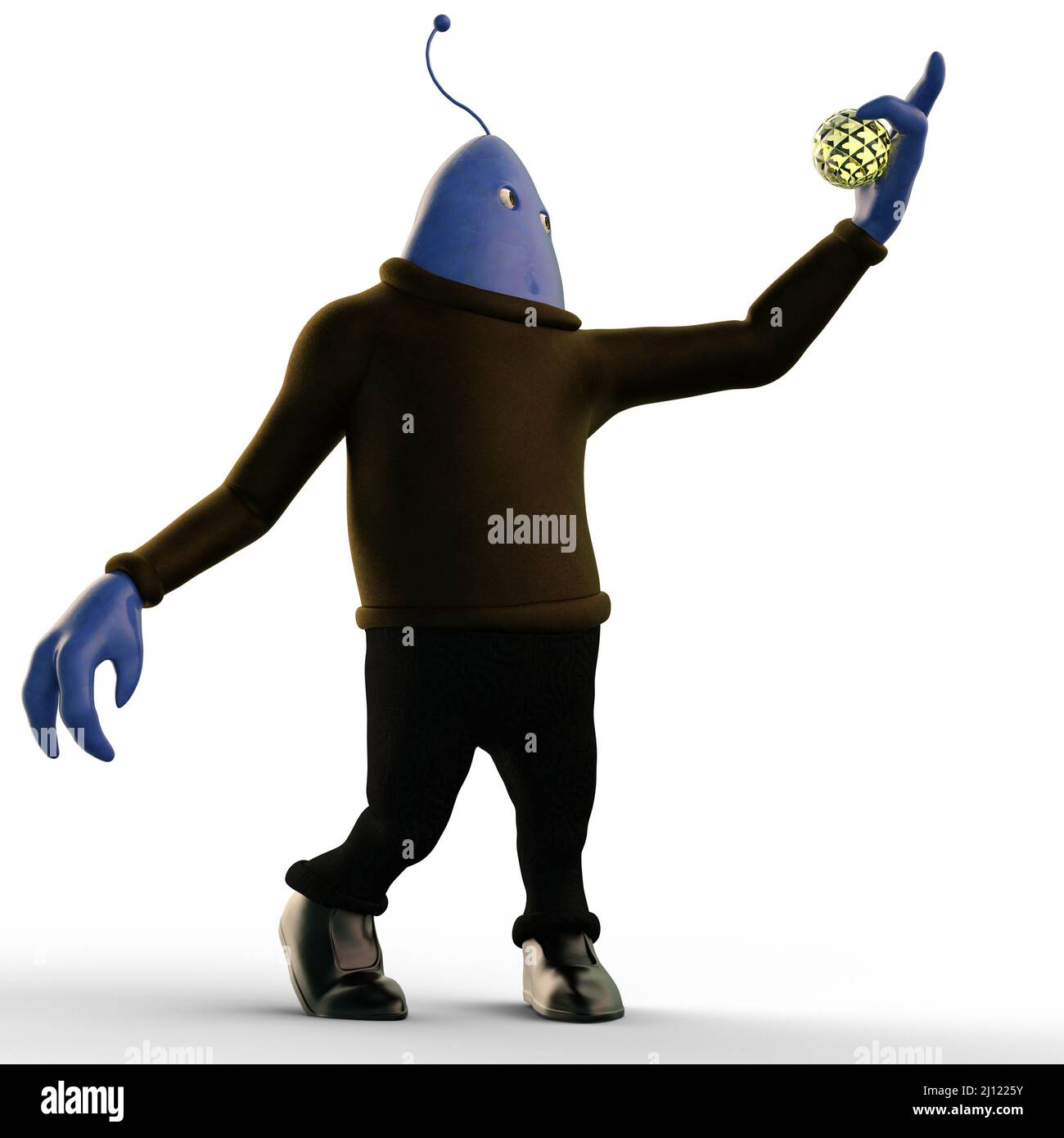 3d-illustration of a funny isolated scifi fish alien with turtleneck ...