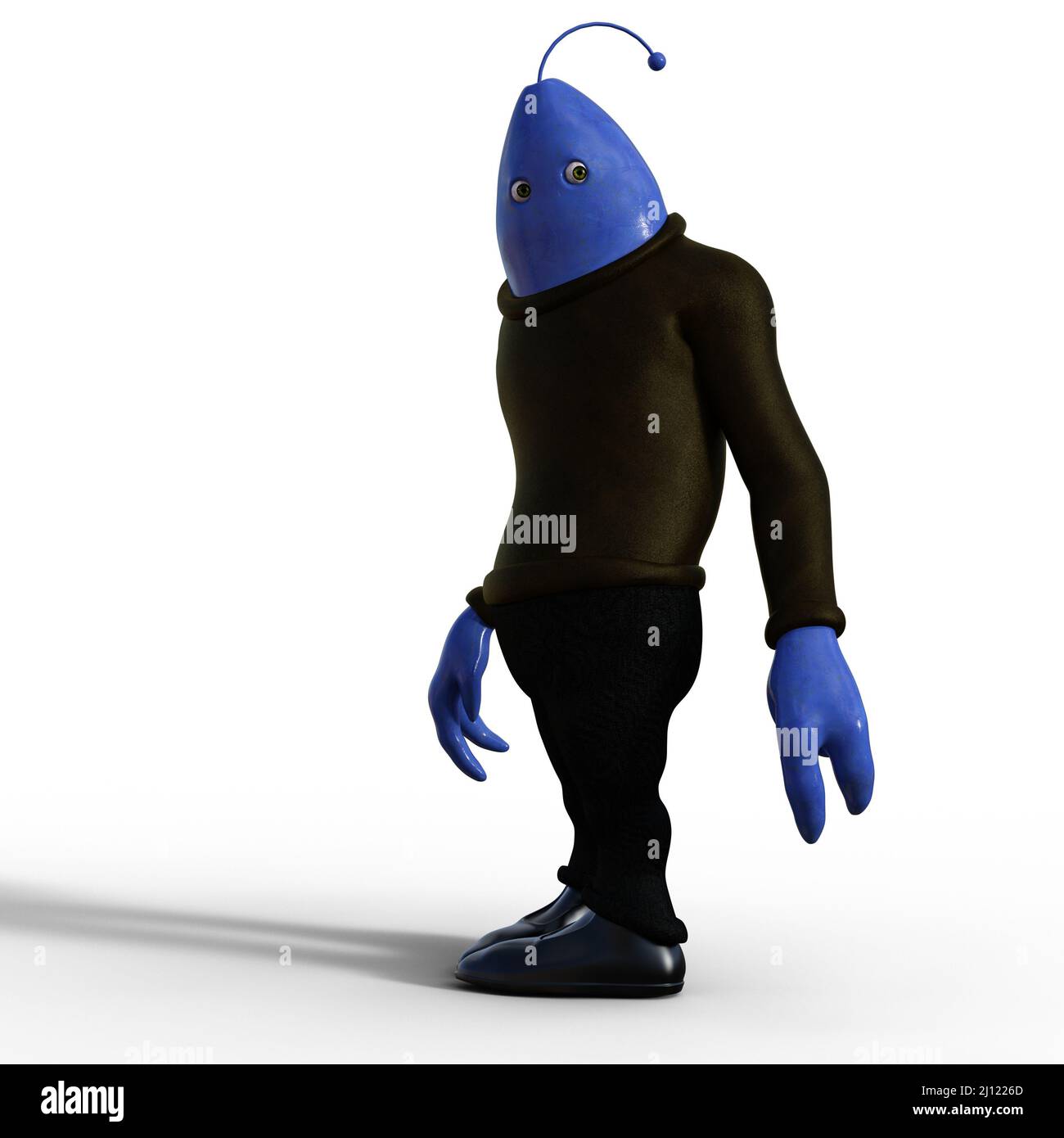 3d-illustration of a funny isolated scifi fish alien with turtleneck ...