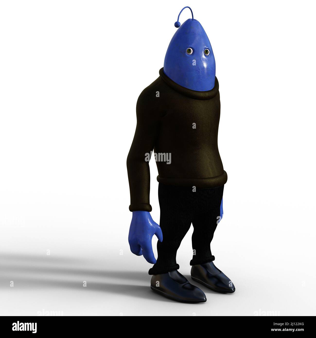 3d-illustration of a funny isolated scifi fish alien with turtleneck ...