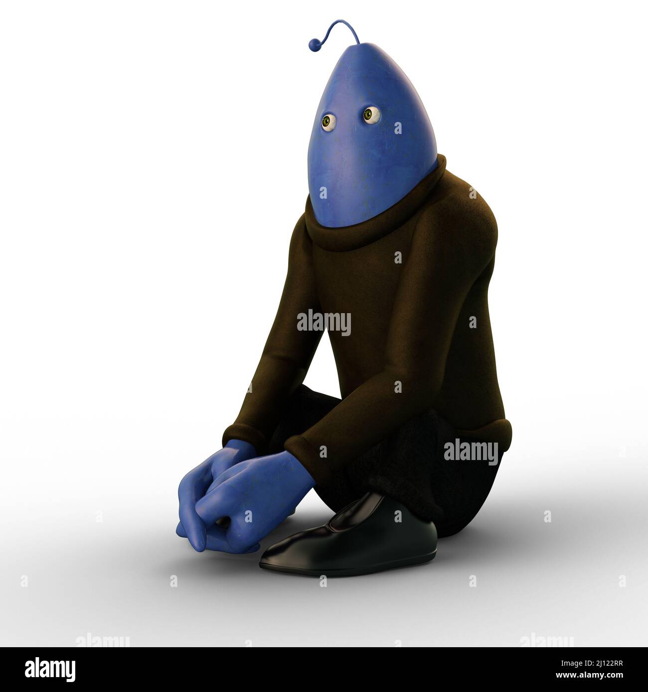 3d-illustration of a funny isolated scifi fish alien with turtleneck ...