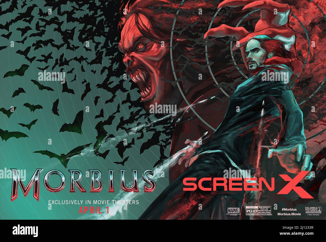 MORBIUS, US ScreenX poster, Jared Leto as Dr. Michael Morbius, 2022. © Sony Pictures Releasing ...