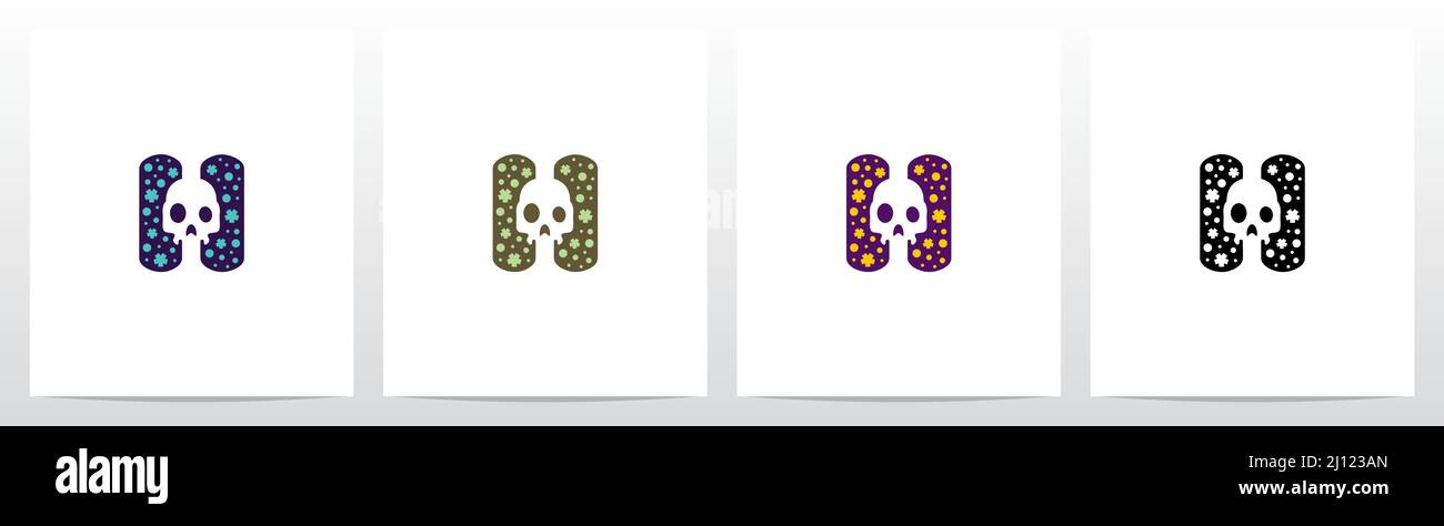 Spooky Skull On Letter Logo Design H Stock Vector Image & Art - Alamy