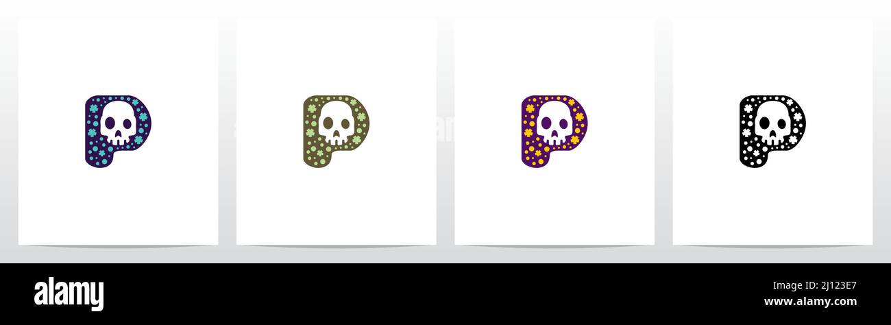 Spooky Skull On Letter Logo Design P Stock Vector Image & Art - Alamy