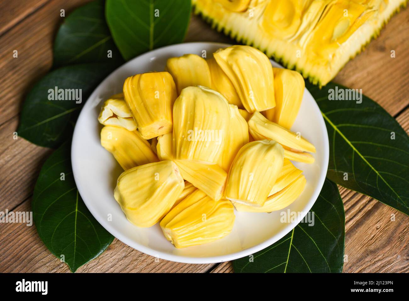 Ripe jackfruit peeled tropical fruit fresh from jackfruit tree ...