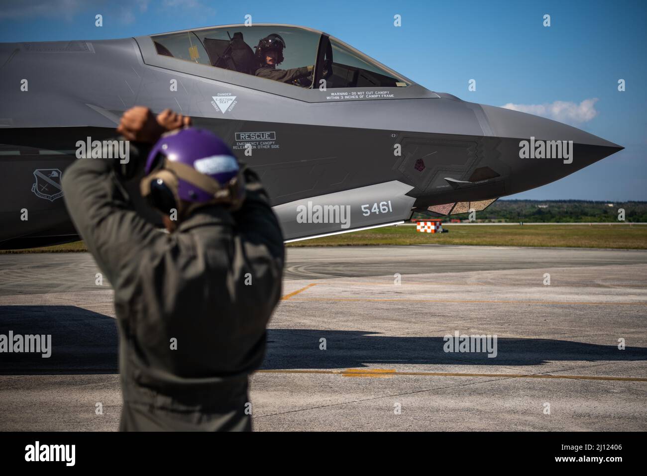 A U.S. Air Force pilot, 355th Expeditionary Fighter Squadron, taxis in ...