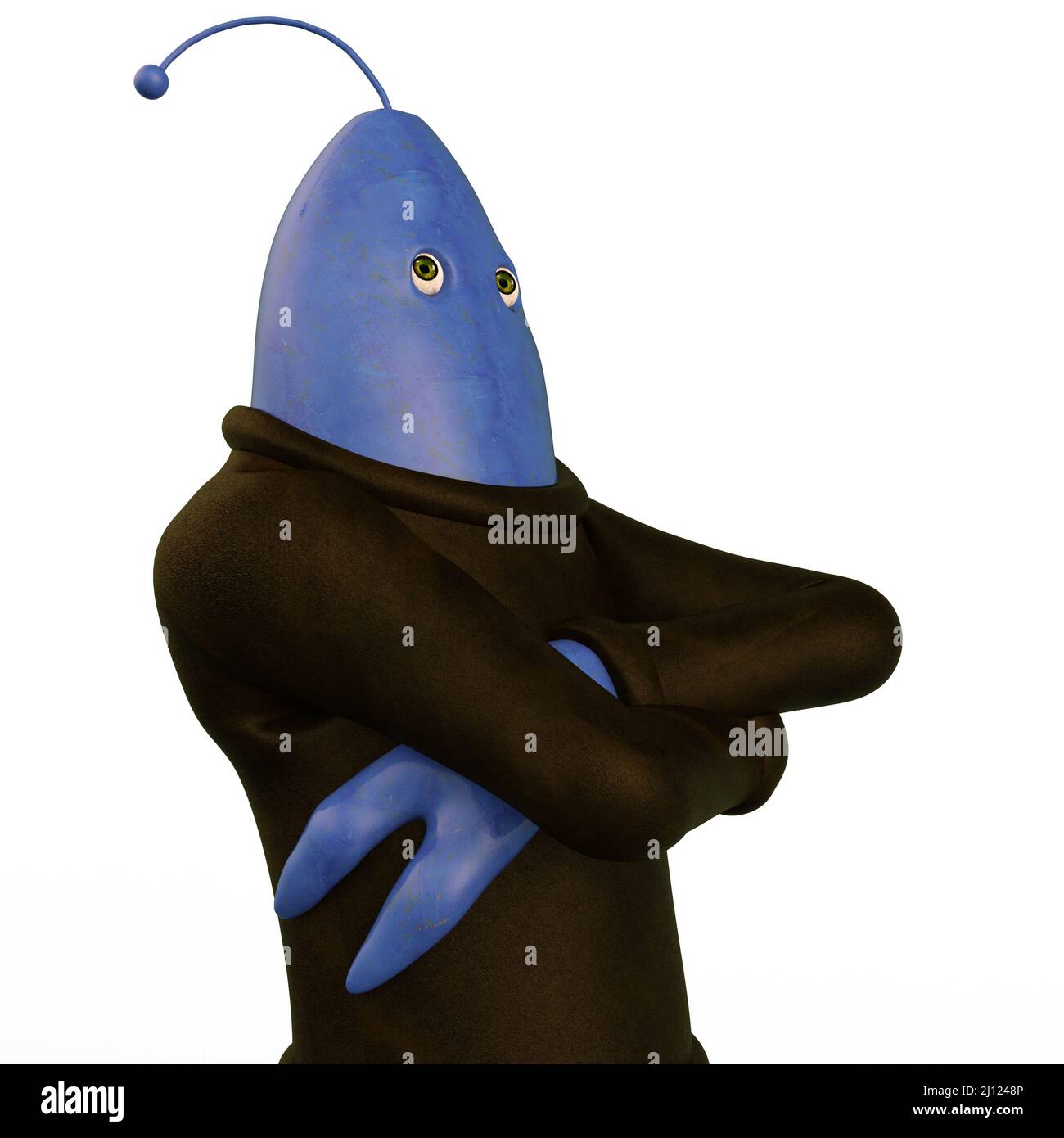 3d-illustration of a funny isolated scifi fish alien with turtleneck ...