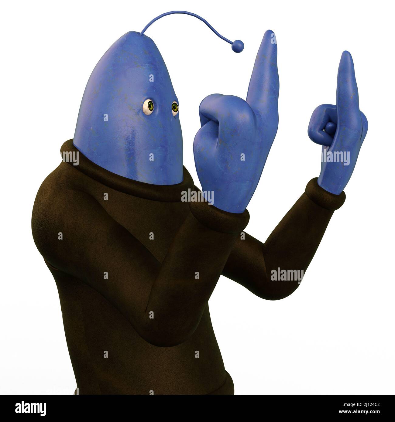 3d-illustration of a funny isolated scifi fish alien with turtleneck ...
