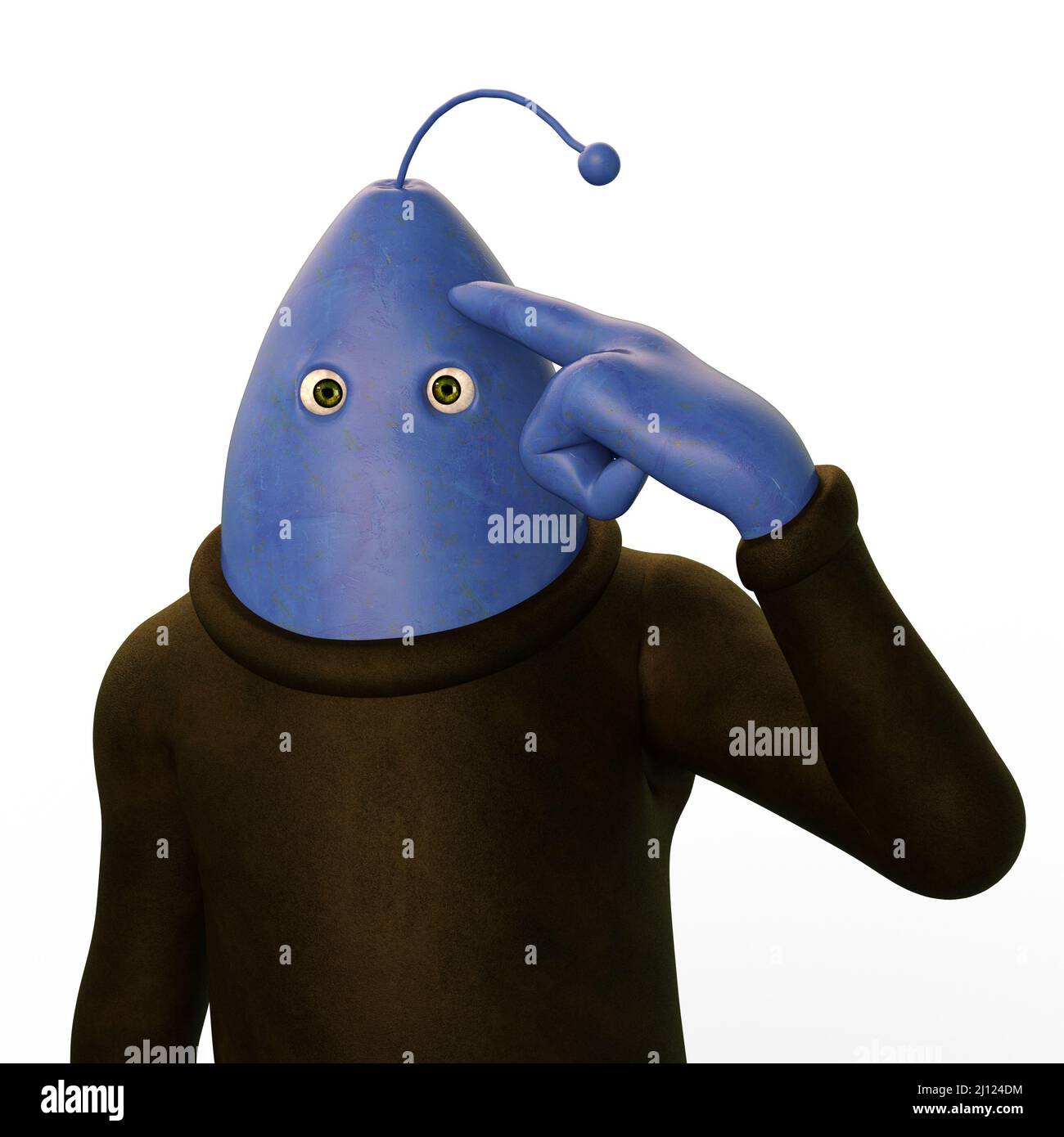 3d-illustration of a funny isolated scifi fish alien with turtleneck ...