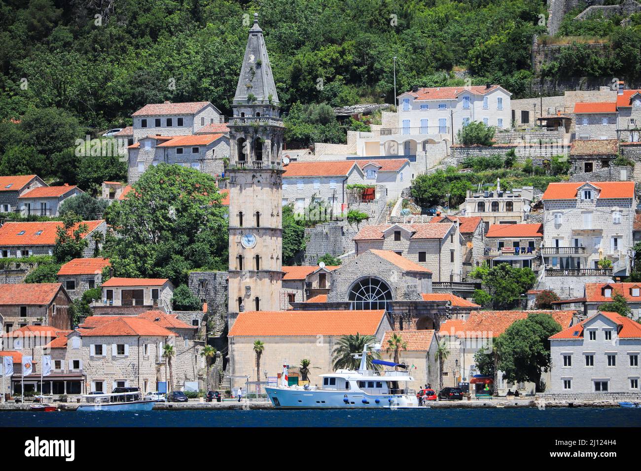 Perast city on the seacoast in Montenegro at summer Stock Photo - Alamy