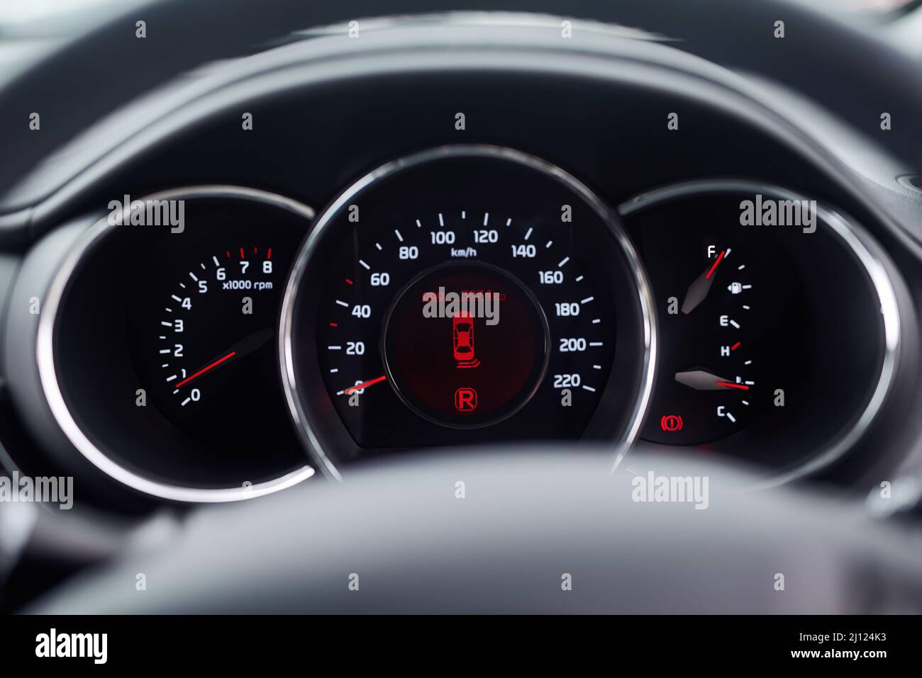 Dashboard display. Closeup shot of a dashboard inside a motor vehicle ...