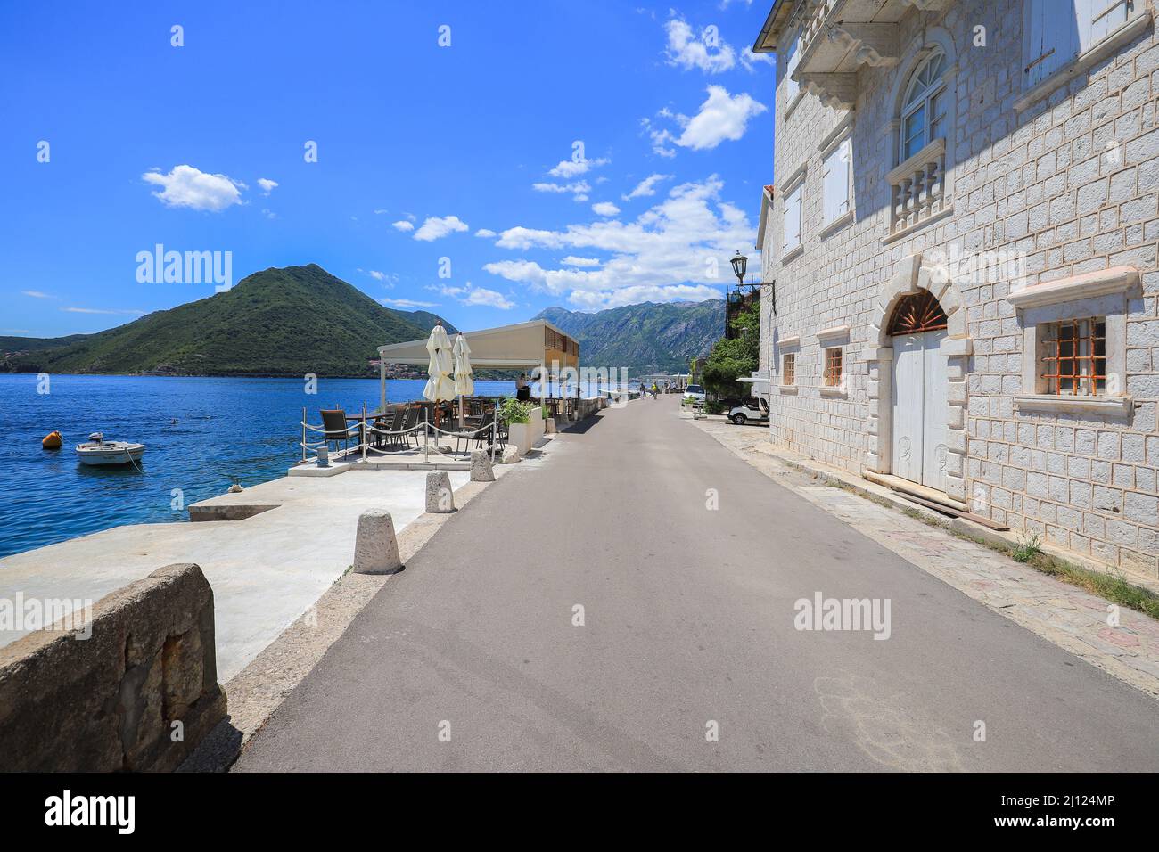 Beautiful promenade in the city of Perast in Montenegro Stock Photo - Alamy