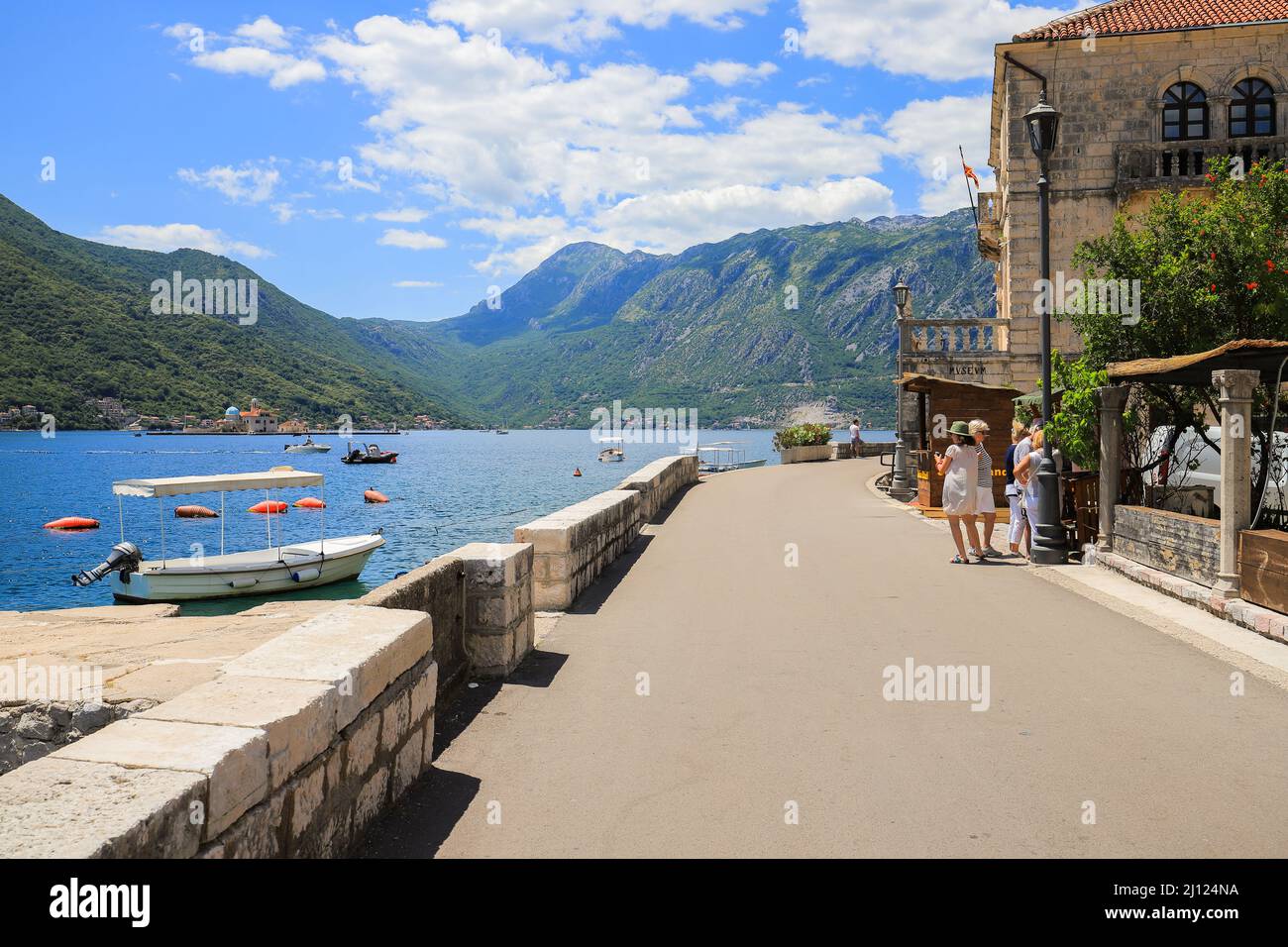 Beautiful promenade in the city of Perast in Montenegro Stock Photo - Alamy