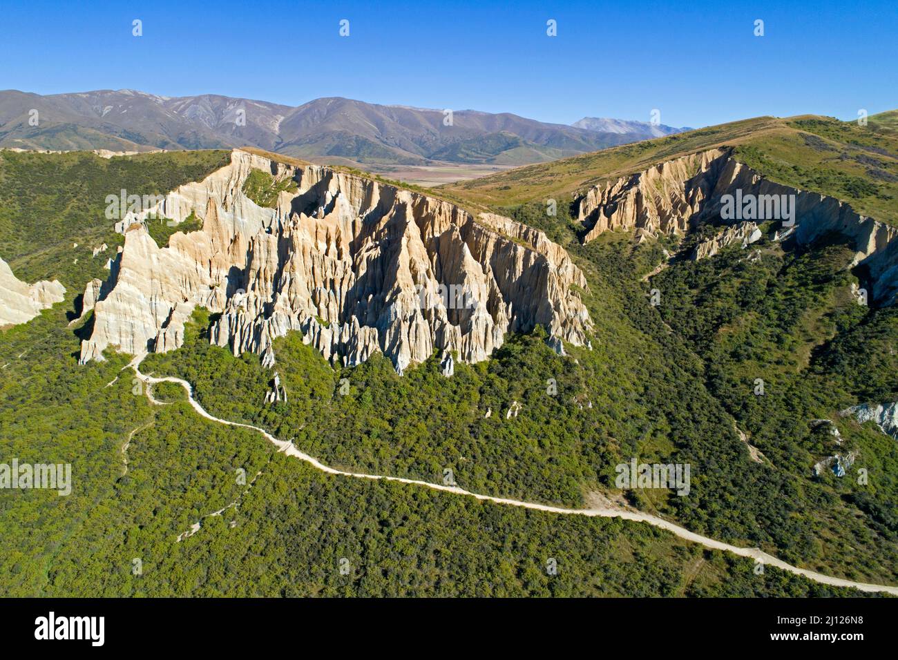 Clay Cliffs, near Omarama, North Otago, South Island, New Zealand ...