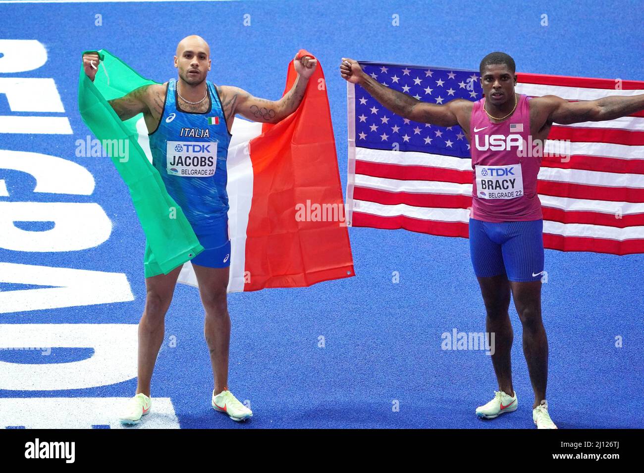 Lamont Marcell JACOBS (ITA) and Marvin Bracy (USA) on 60m men final ...