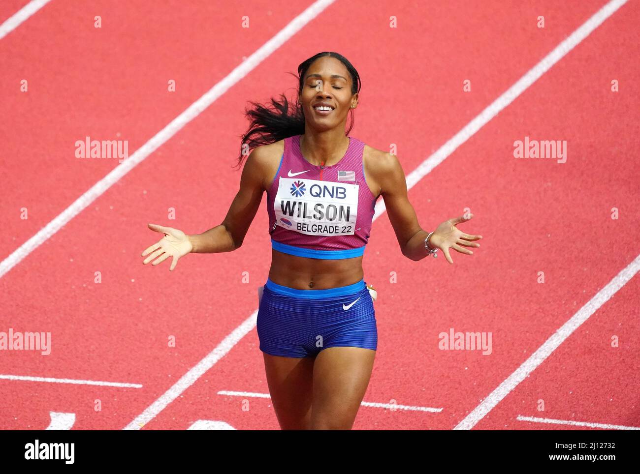 Ajee Wilson (USA) finishes first on 800m women during World Athletics ...
