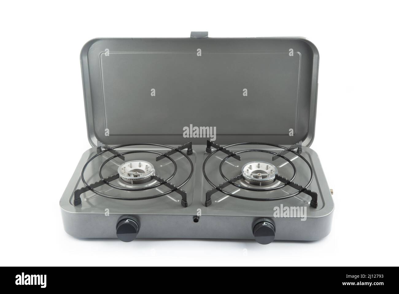 Grey gas cooker isoleted over white background Stock Photo - Alamy