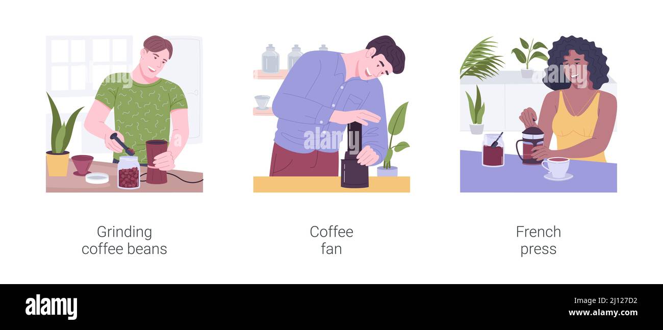 Morning coffee isolated cartoon vector illustrations set Stock Vector ...
