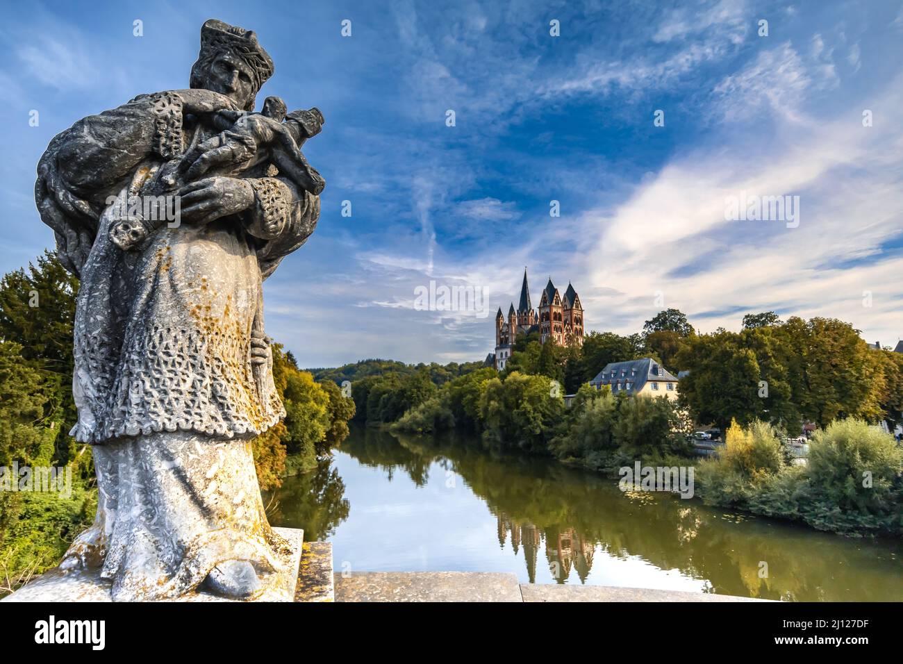 Statue of St.John of Nepomuk on the Old Lahn Bridge in Limburg an der ...