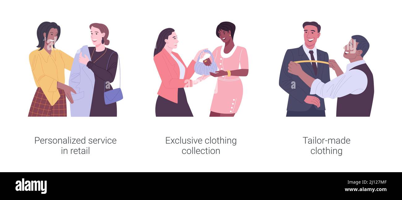 Clothing boutique isolated cartoon vector illustrations set Stock ...