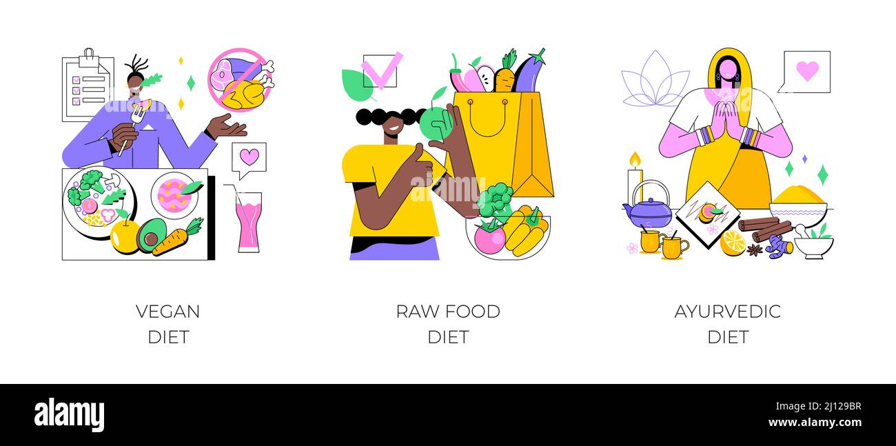 Nutrition plan abstract concept vector illustration set. Vegan diet ...