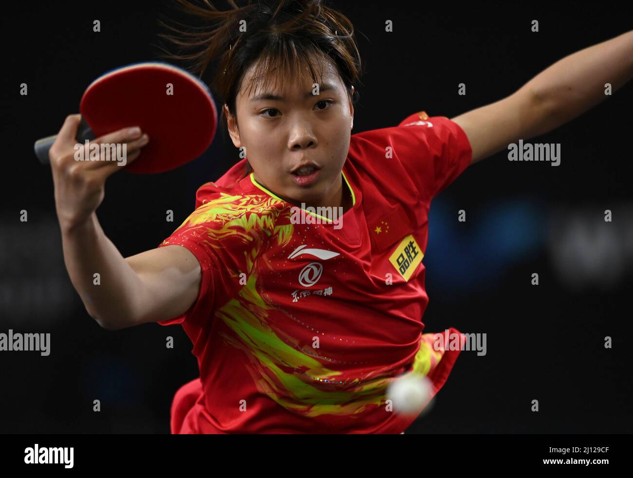 Doha, Qatar. 21st Mar, 2022. Qi Fei of China competes during the round ...
