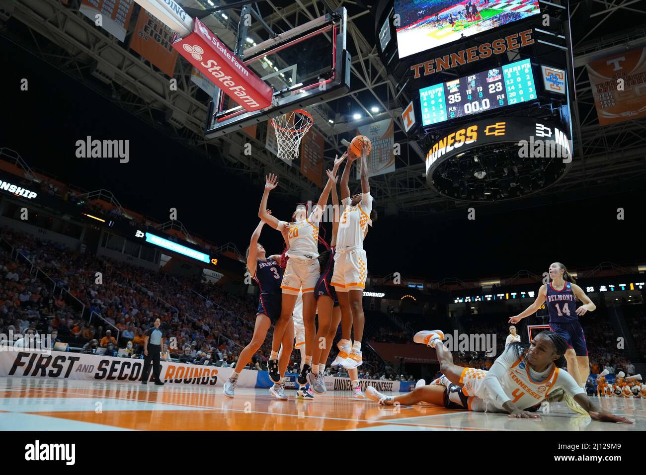 March 21, 2022: Kaiya Wynn #5 and Tamari Key #20 of the Tennessee Lady ...