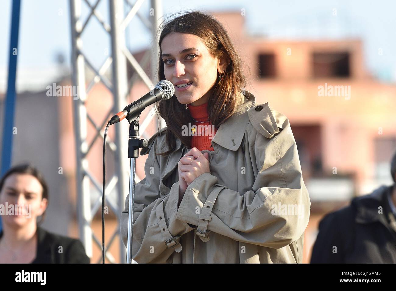 Roma, Italien. 21st Mar, 2022. Singer Gaia performs on stage during the ...