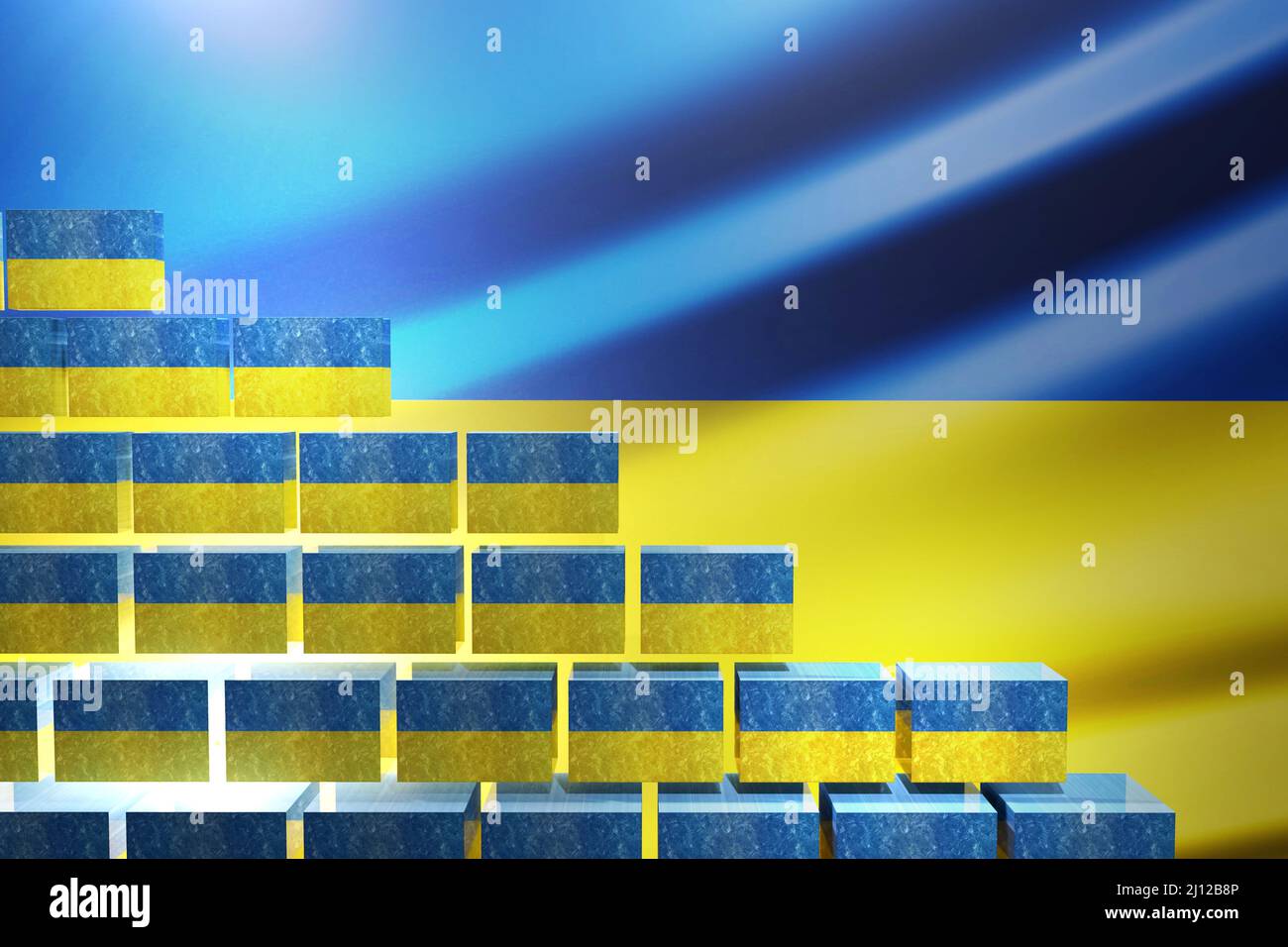 Ukraine flag and brick wall. 3D render illustration Stock Photo - Alamy